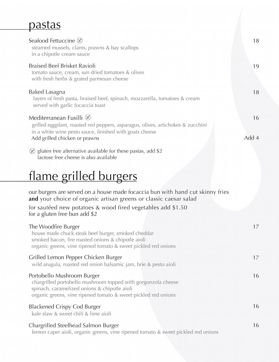 FALL:WINTER MENU PASTA