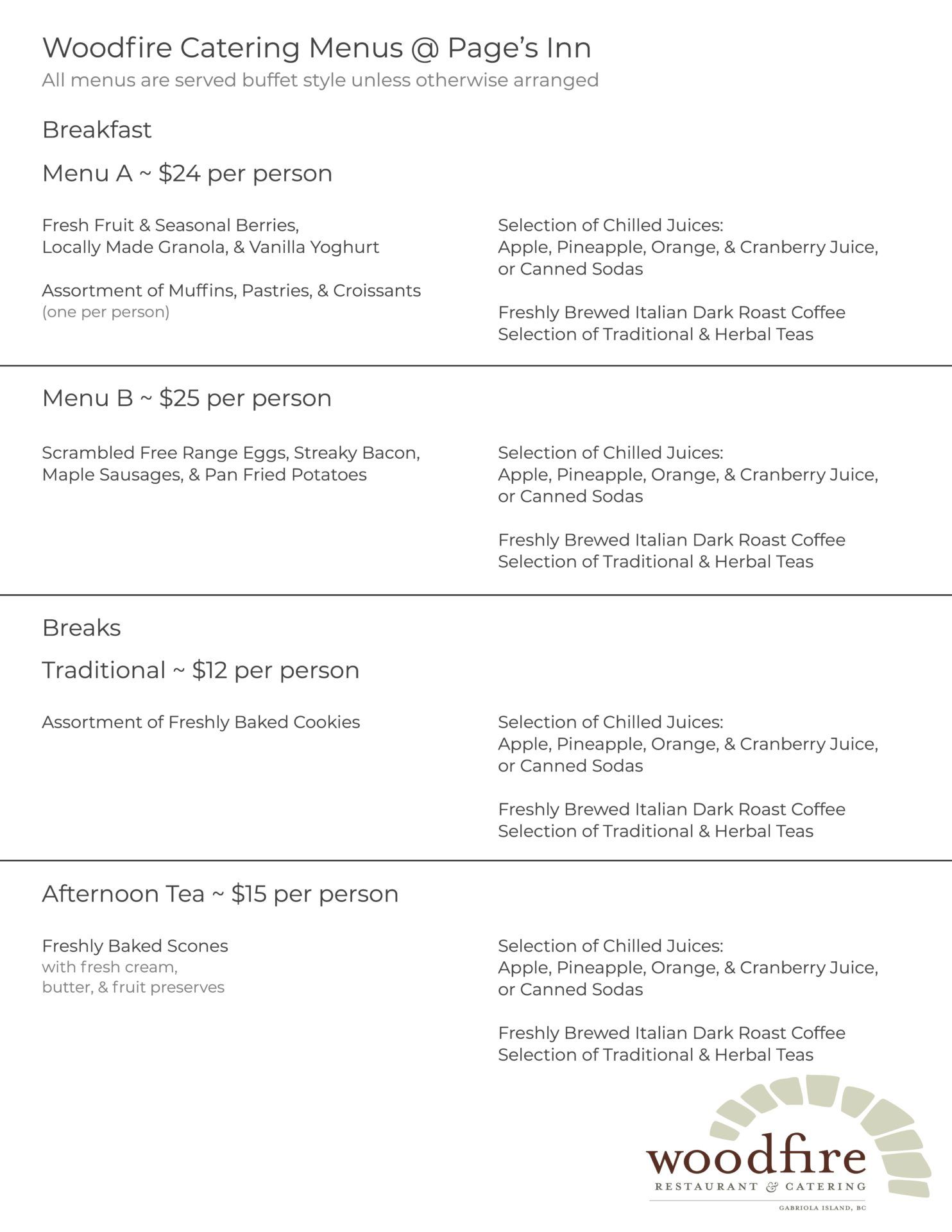 Page's Menus 2023 BREAKFAST